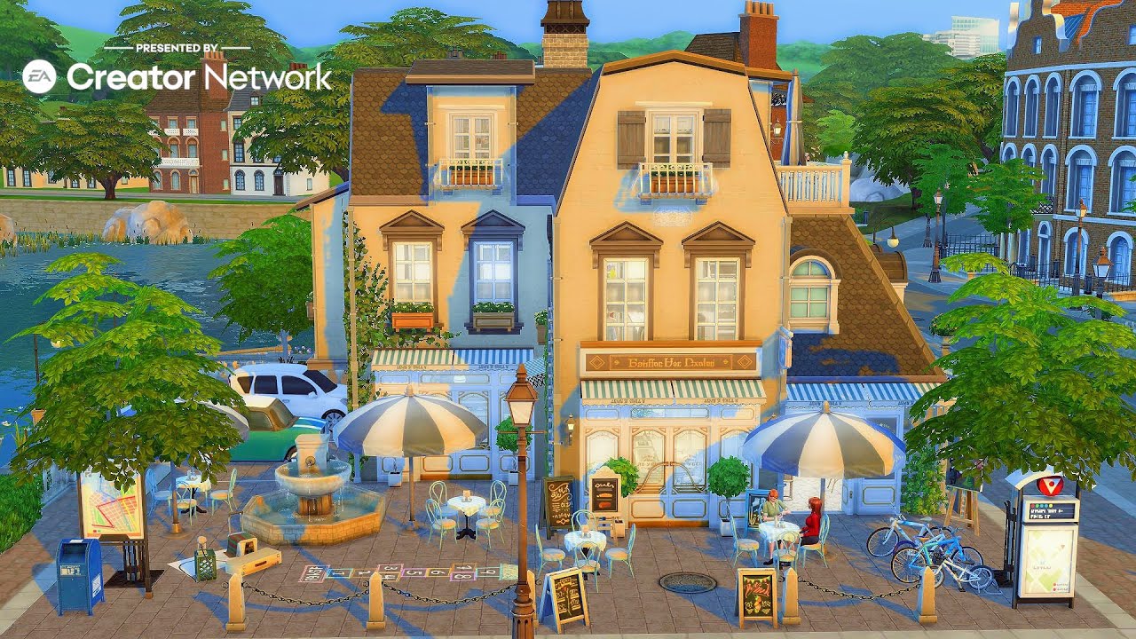 The Sims 4 / Cozy Bistro Kit 🧋Old Town Cafe - YouTube