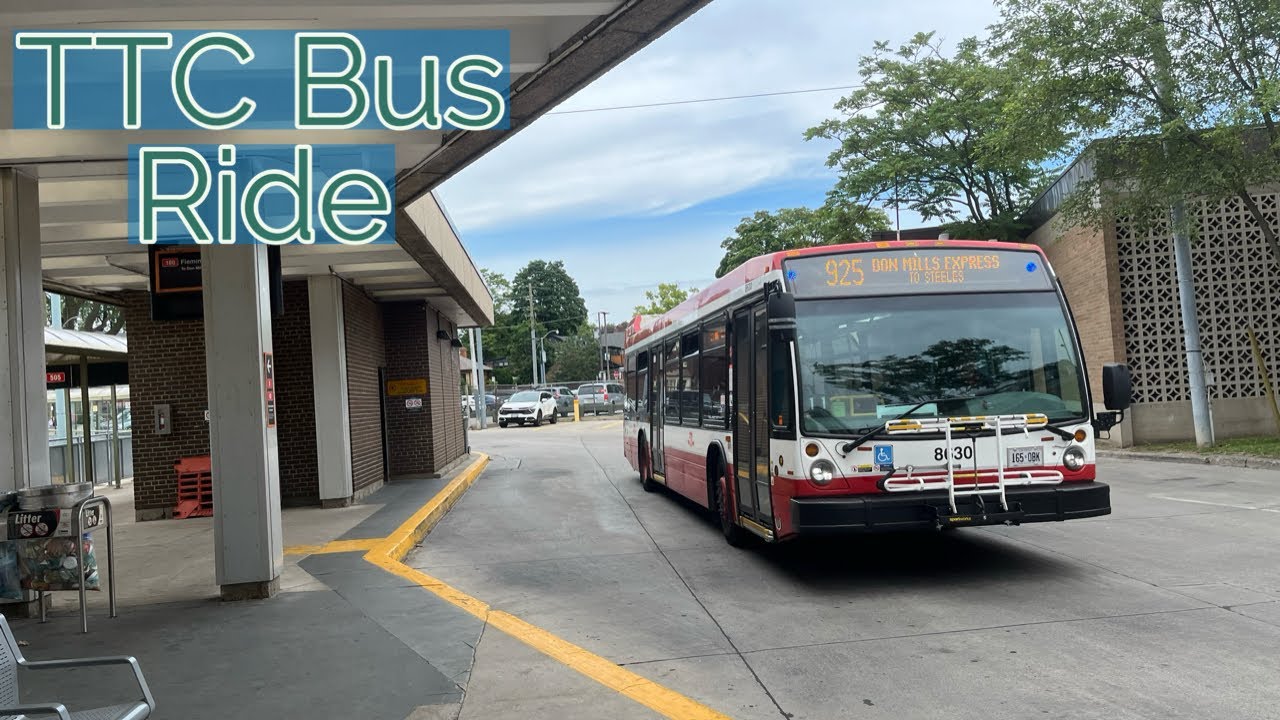 Toronto TTC 925 Don Mills Express Bus Ride - Broadview Station to Don ...
