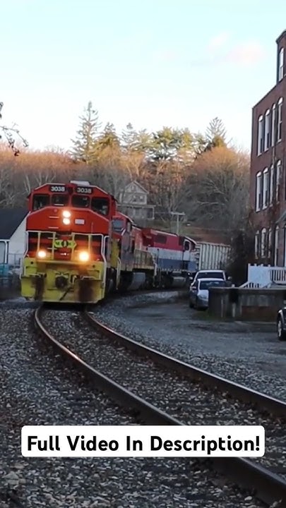 NECR Train 608 Heads Round The Curve Into Downtown Stafford Springs! - YouTube