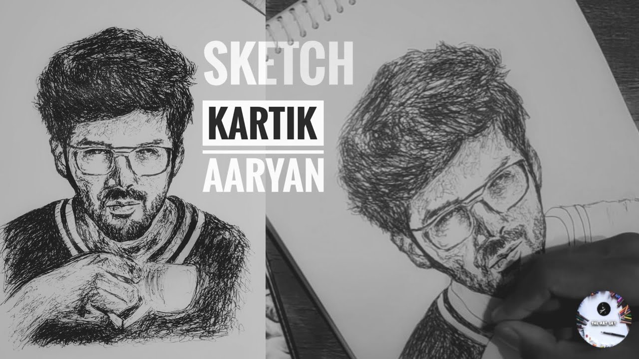 Sketch of KARTIK AARYAN🖊️ | DRAWING | QUICK SKETCH | Time lapse - YouTube