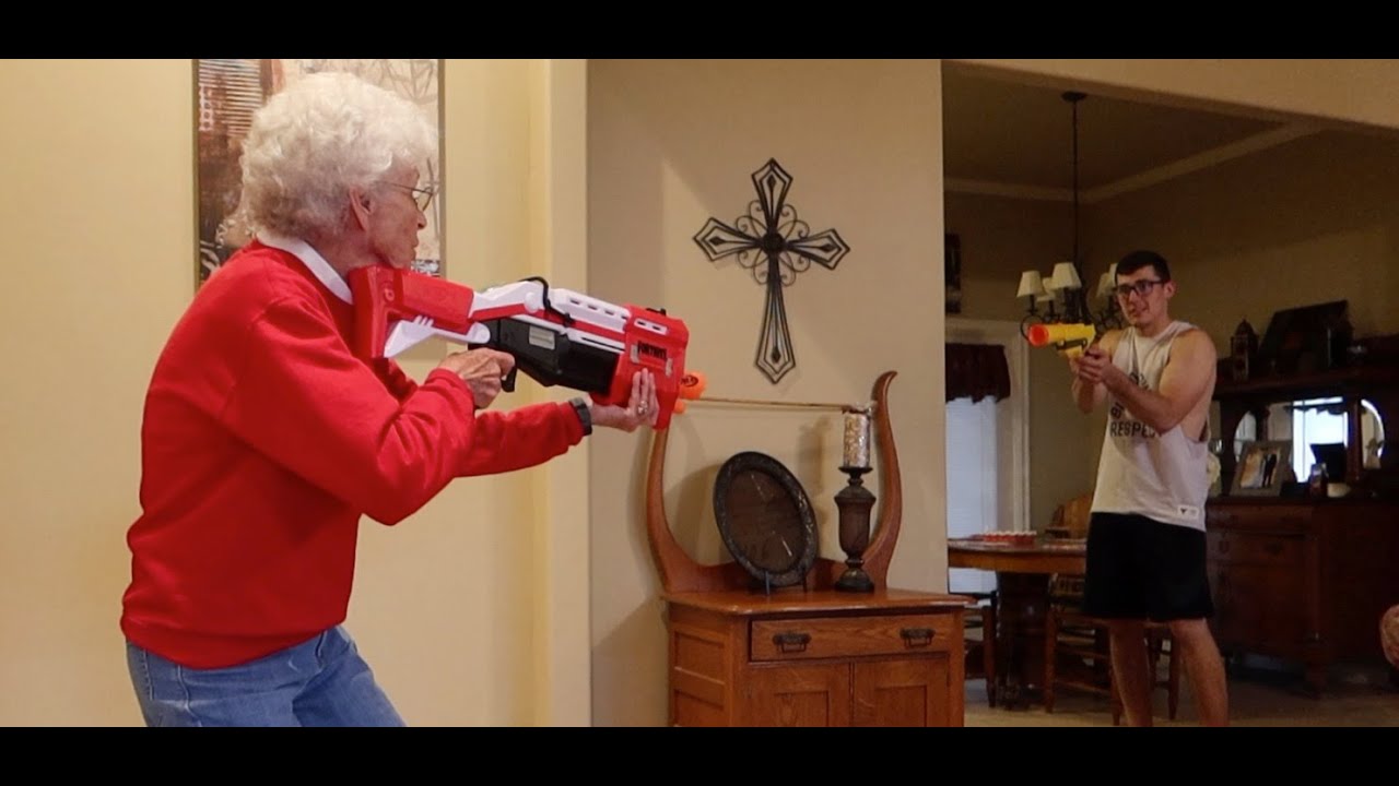 NERF WAR WITH MY GRANDMA! - YouTube