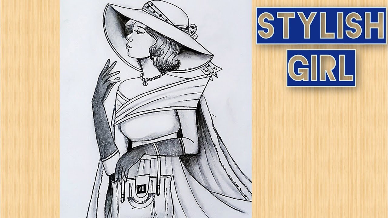 A Attitude Girl with Hat Drawing step by step // How to Draw a stylish ...