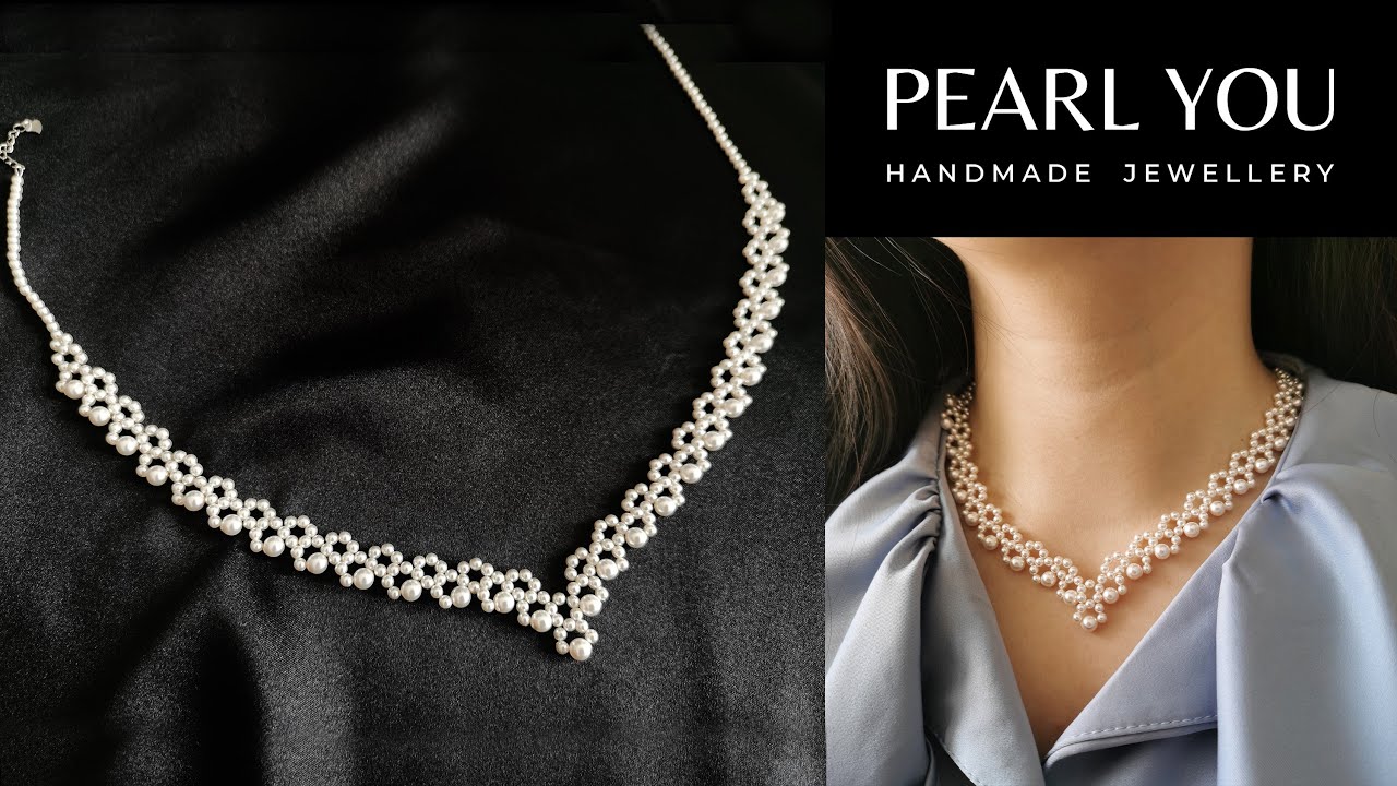 Elegant Pearl Necklace Making Tutorial, Design and DIY Pearl Necklace ...
