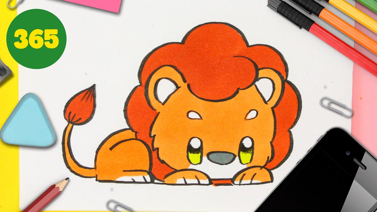 Hur man ritar en lejon söt och kawaii – Steg för steg handledning - YouTube