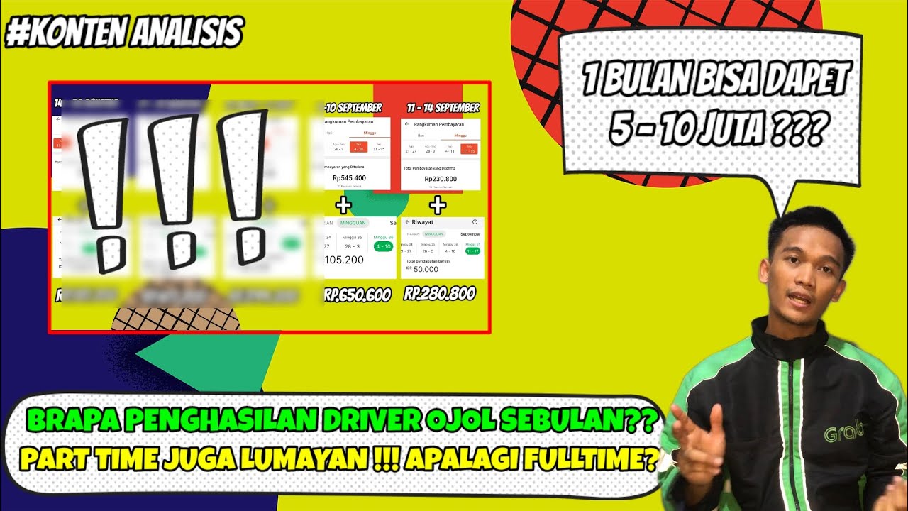 PENDAPATAN DRIVER OJOL PART TIME SEBULAN SEGINI‼️KLO FULLTIME BERAPA ...