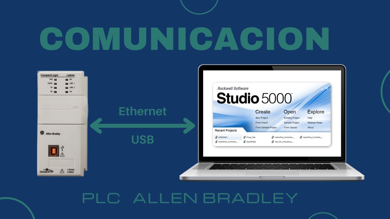 CONEXION con PLC Allen Bradley con computadora por cable USB y Ethernet ...