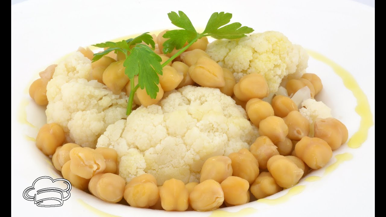 Como hacer coliflor con garbanzos, recetas para dieta - YouTube