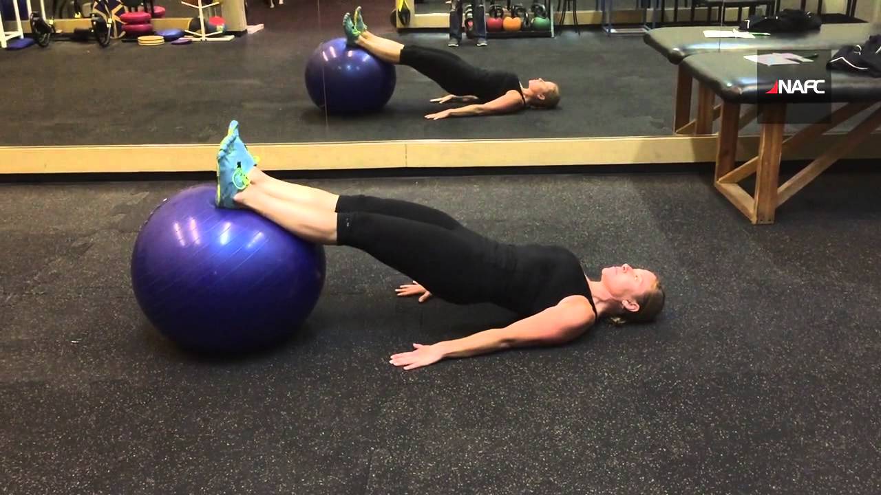 Straight Leg Hip Lift Physio Ball - YouTube
