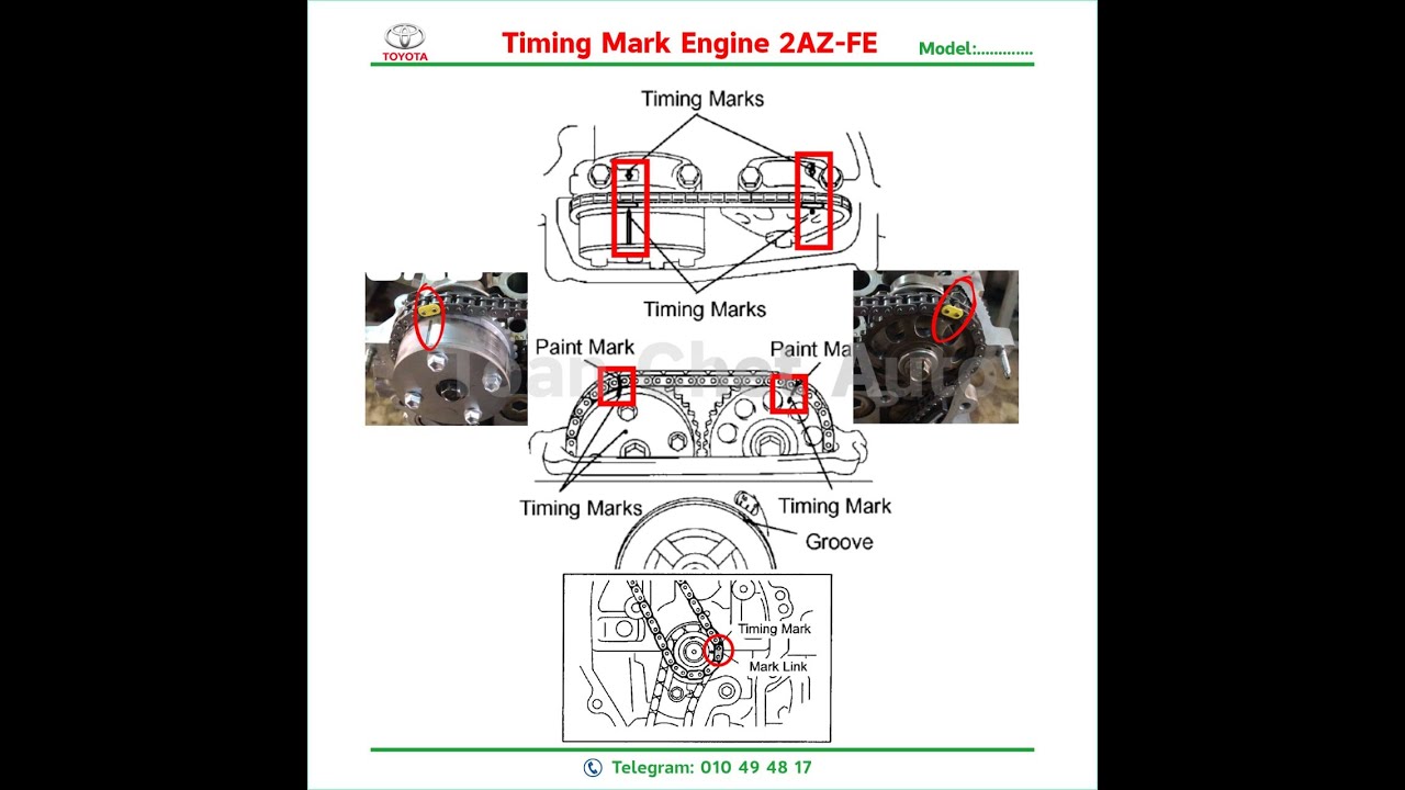 ការមើលតង់ម៉ាស៊ីន 2AZ FE Timing Mark Engine 2AZ FE - YouTube