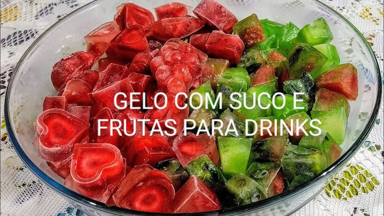 COMO FAZER CUBOS DE GELO DE FRUTAS PARA DRINKS - YouTube