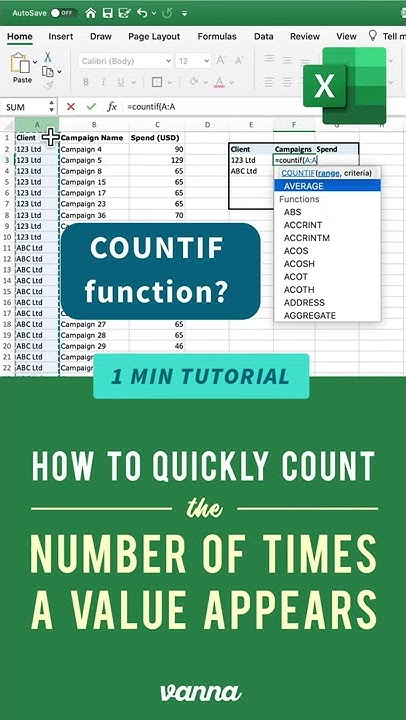 Excel for Marketers 🔥 How to quickly count the number of times a value appears (using COUNTIF ...