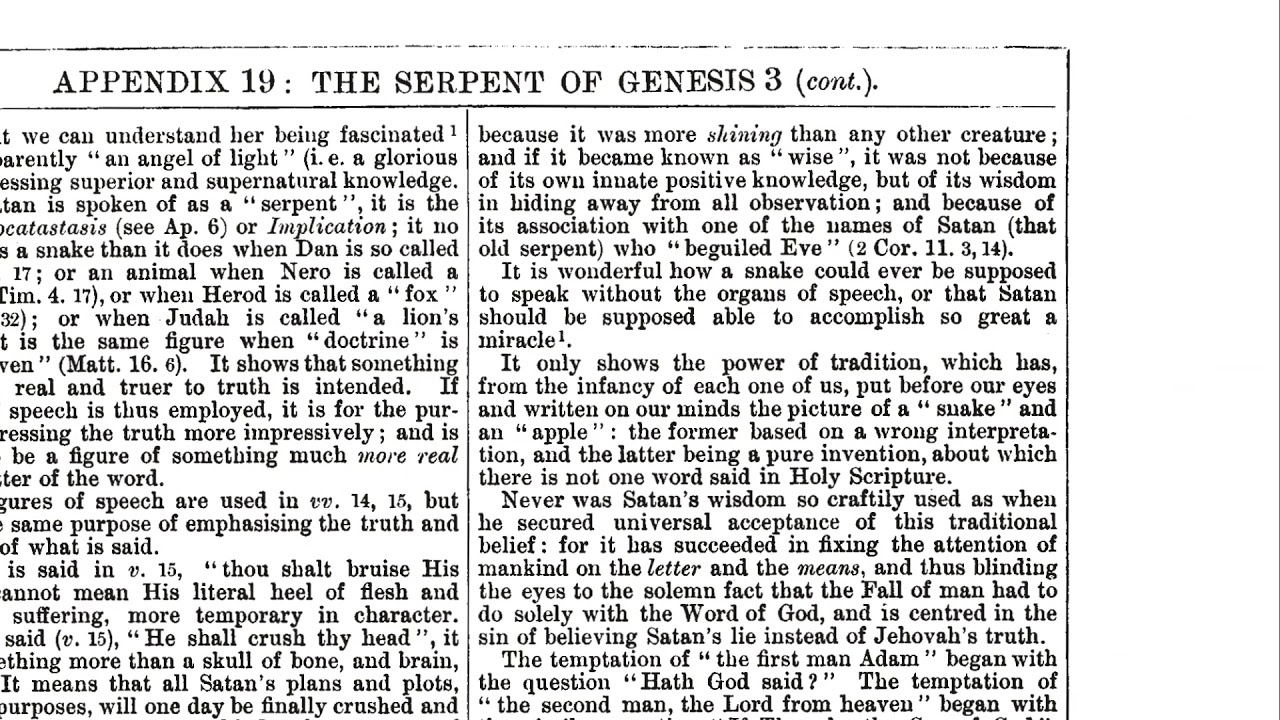 The Companion Bible(KJV) - Appendix 19 - The Serpent of Genesis 3 (part ...
