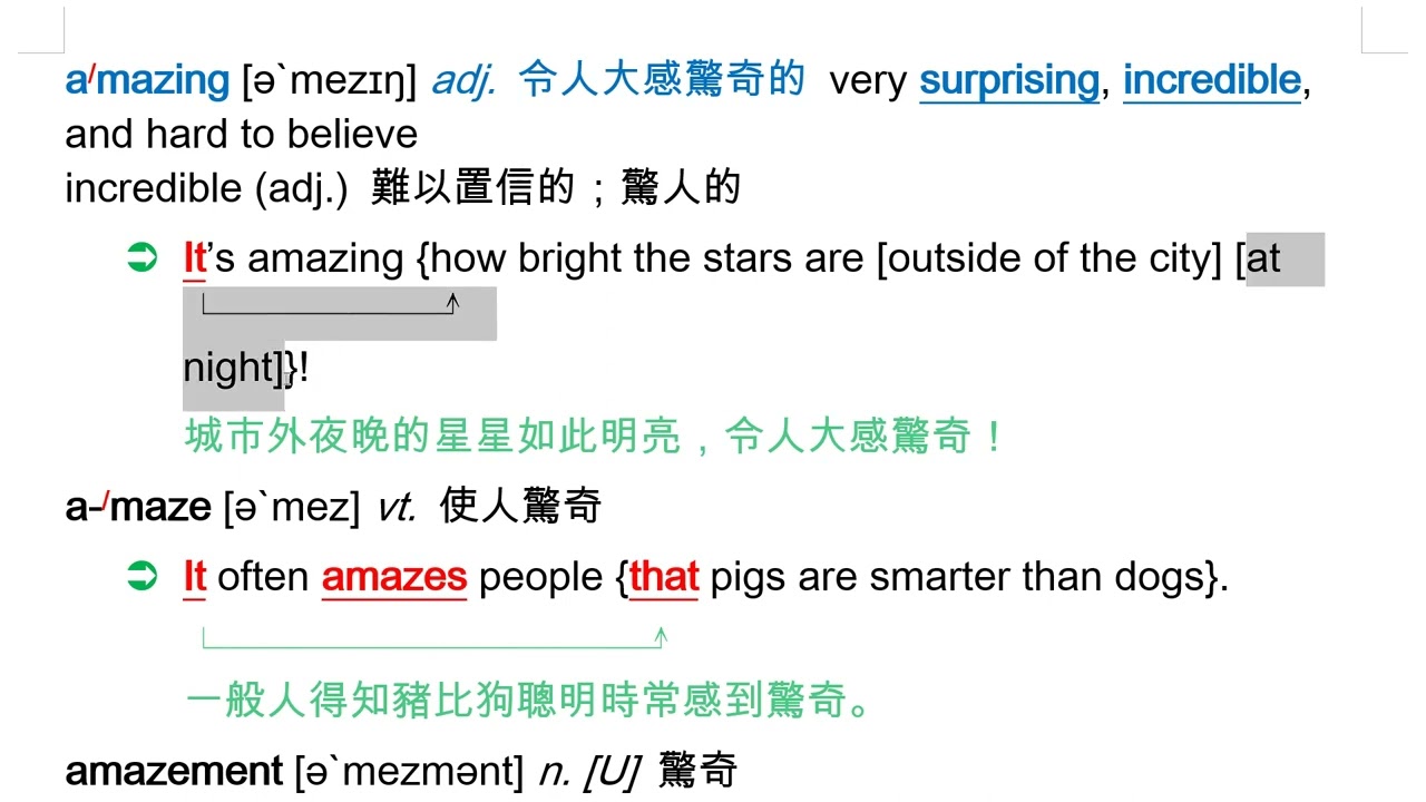 amazing (adj.) 令人大感驚奇的 - YouTube