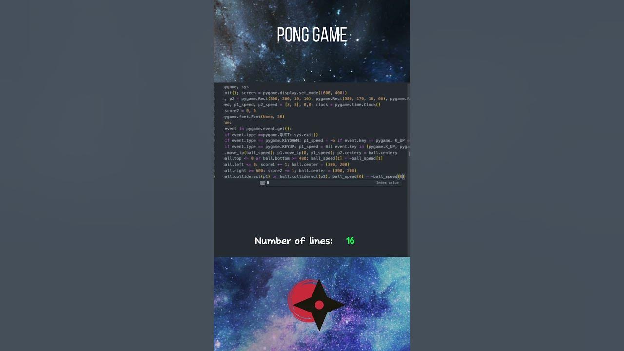 Pong Game In 20 Lines With Python Pygame Python Programming Coding Pygame Pong Youtube