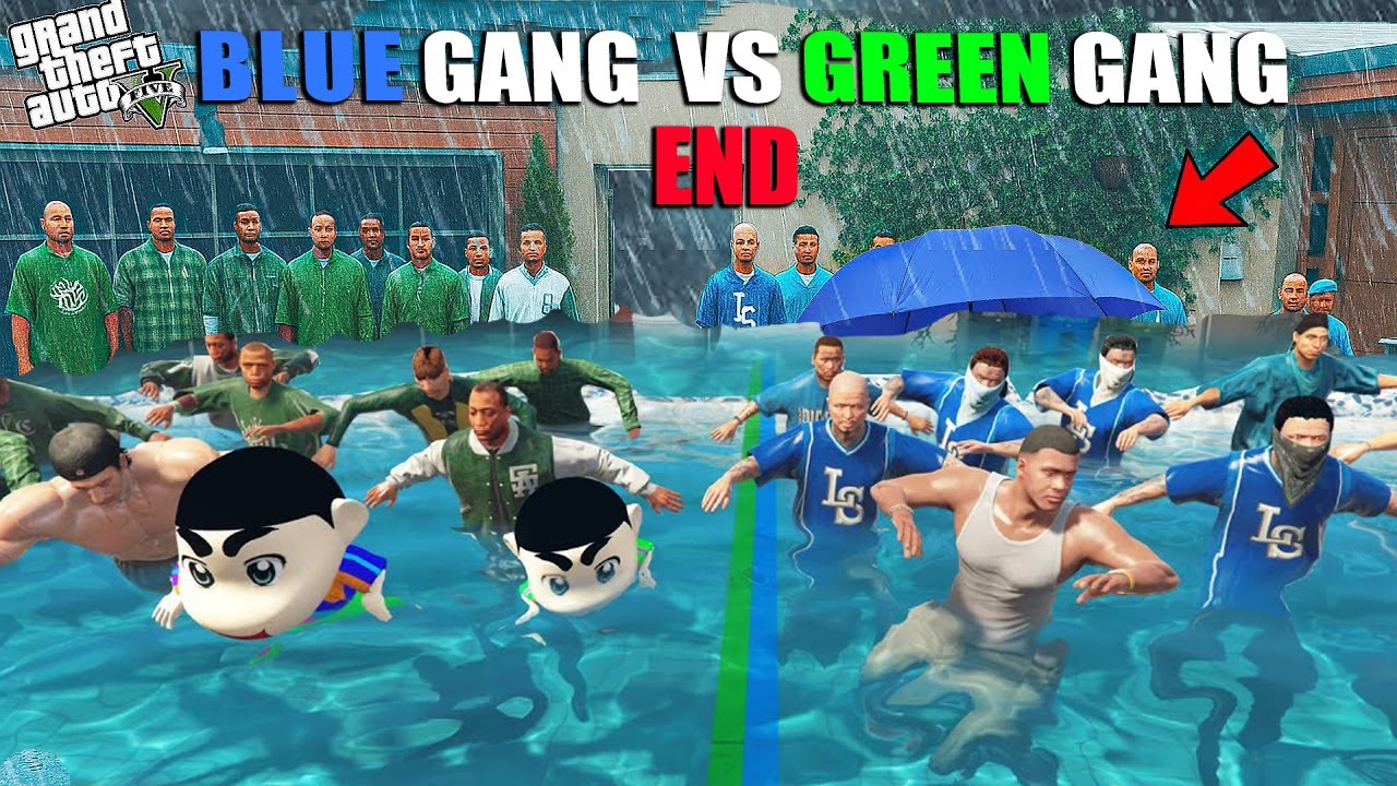 GTA 5 Gets CRAZY with Franklin Blue Gang Vs Shinchan Green Gang In ...