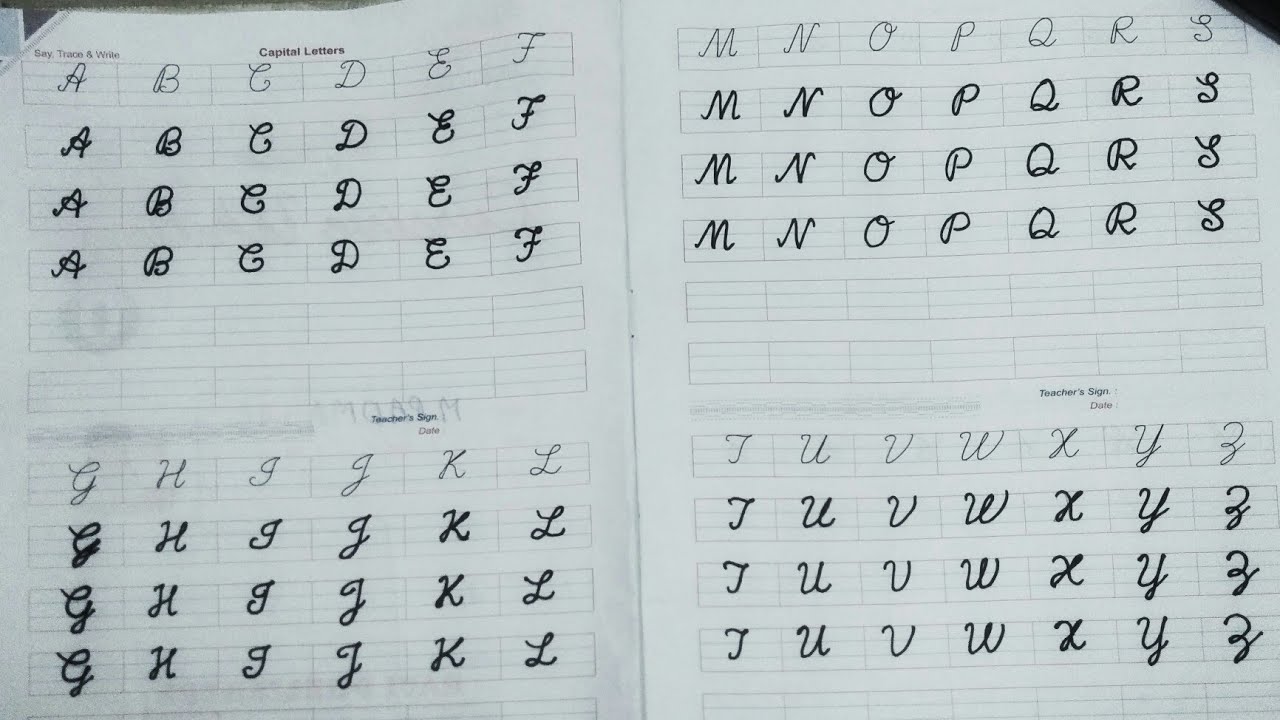 CURSIVE WRITING |How to write Capital Alphabets in Cursive for ...