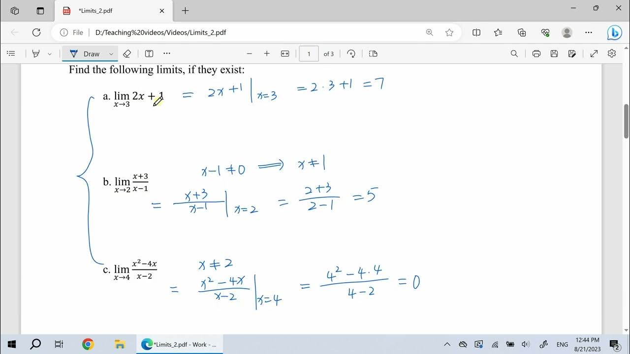 Calculus: Limits_2 Limit properties and examples of finding limits ...