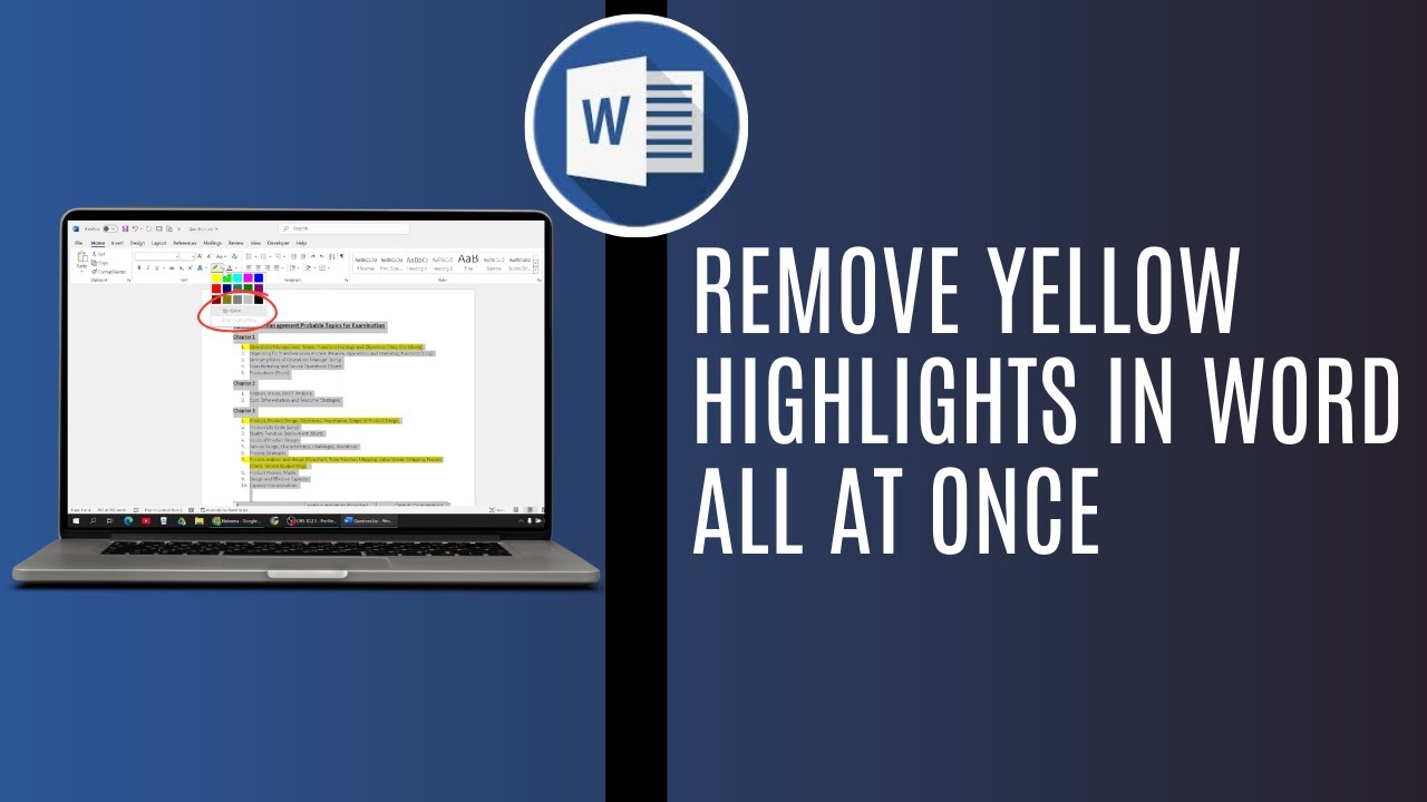How To Remove Yellow Highlights In Word All At Once - YouTube