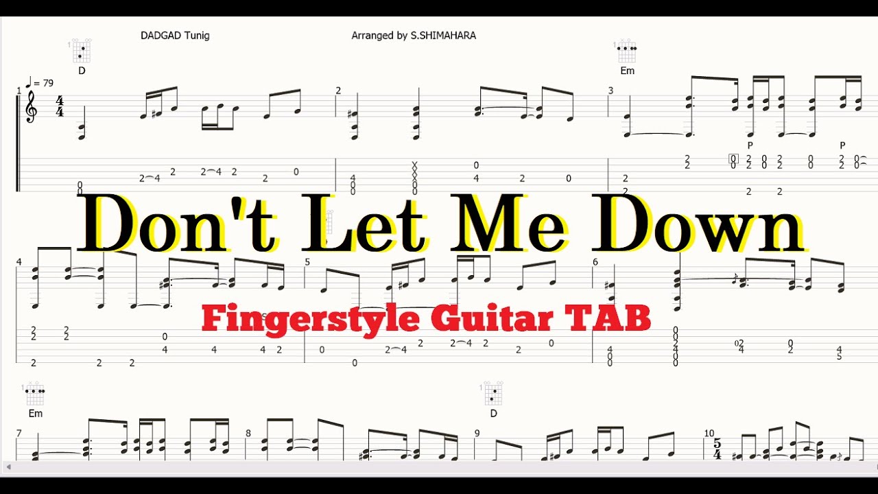 Don't Let Me Down／The Beatles／Fingerstyle Guitar Tab Video - YouTube