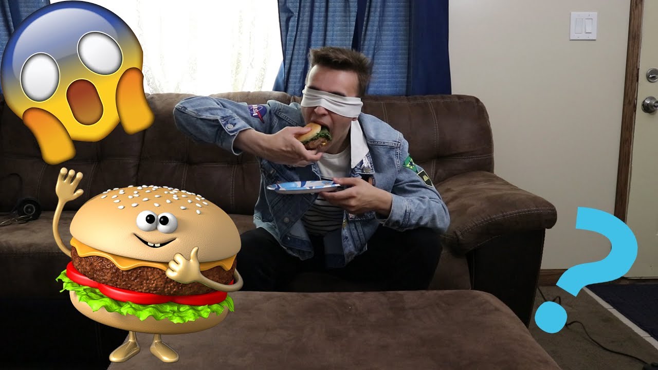 BLINDFOLDED BURGER CHALLENGE *PUKE WARNING* - YouTube