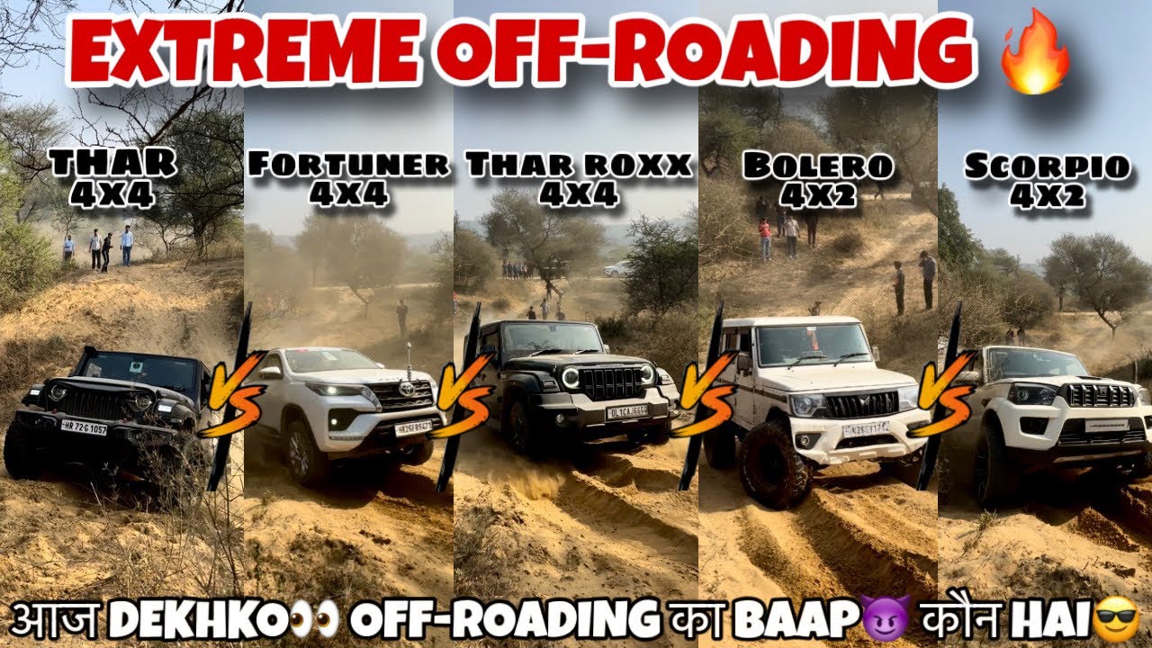 Thar Vs Fortuner Vs Thar Roxx Vs Bolero Vs Scorpio Off-roading Battle🔥 ...