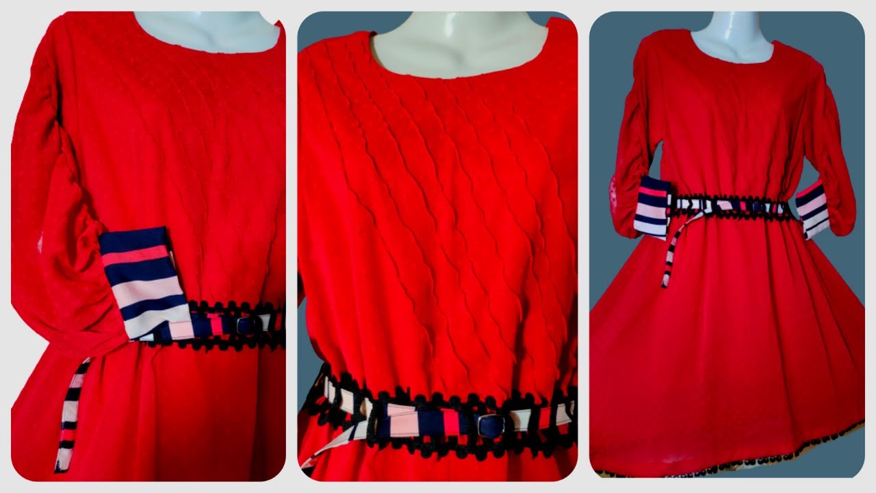 Unique and Easy - WINTER FLARED FROCK CUFF SLEEVES DESIGN with BELT ...