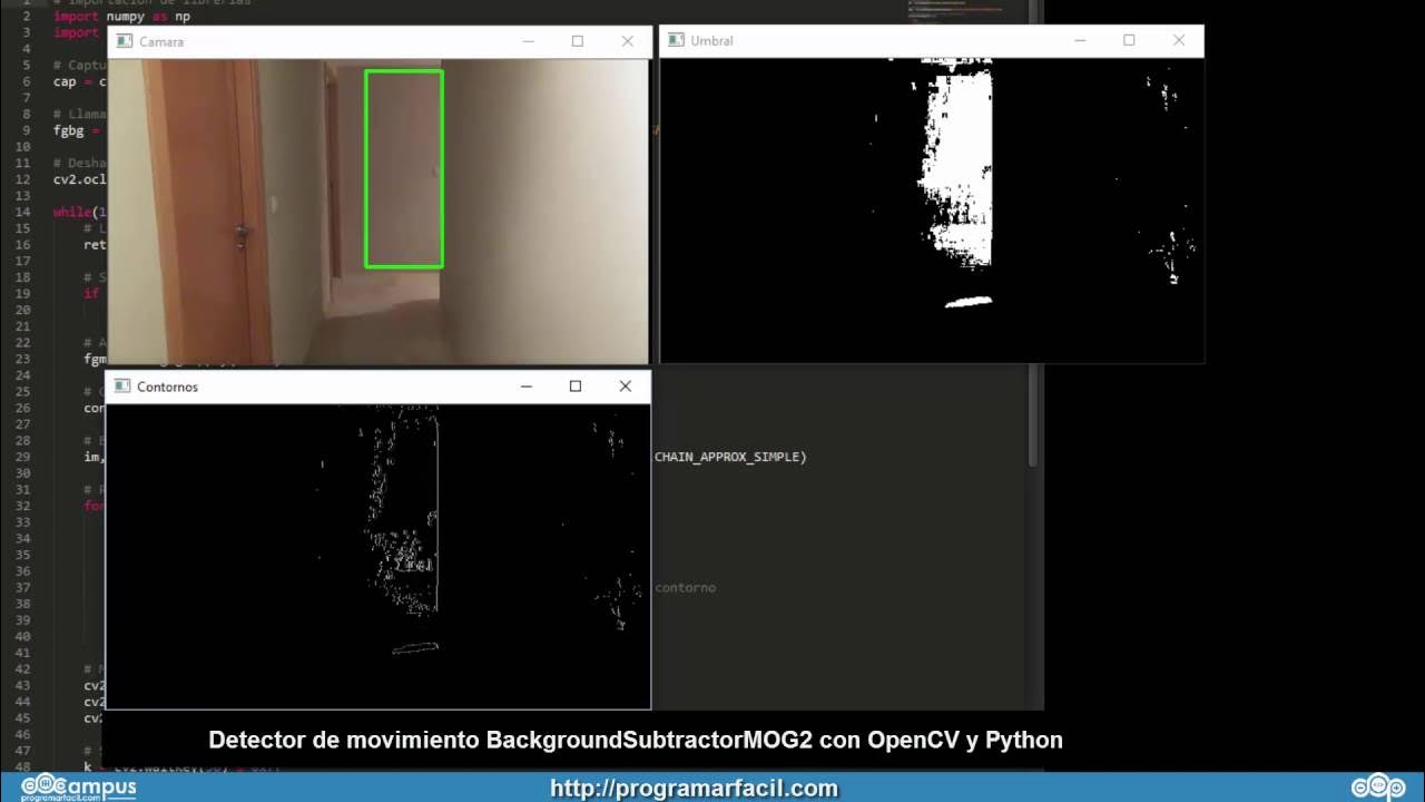 Detección de movimiento con OpenCV y Python MOG - YouTube