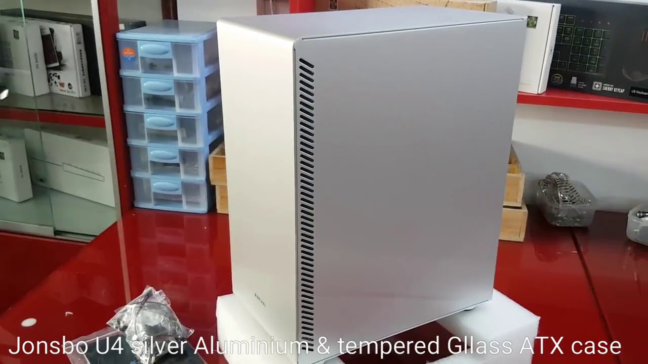 Jonsbo U4 silver Aluminium & tempered glass ATX case - YouTube