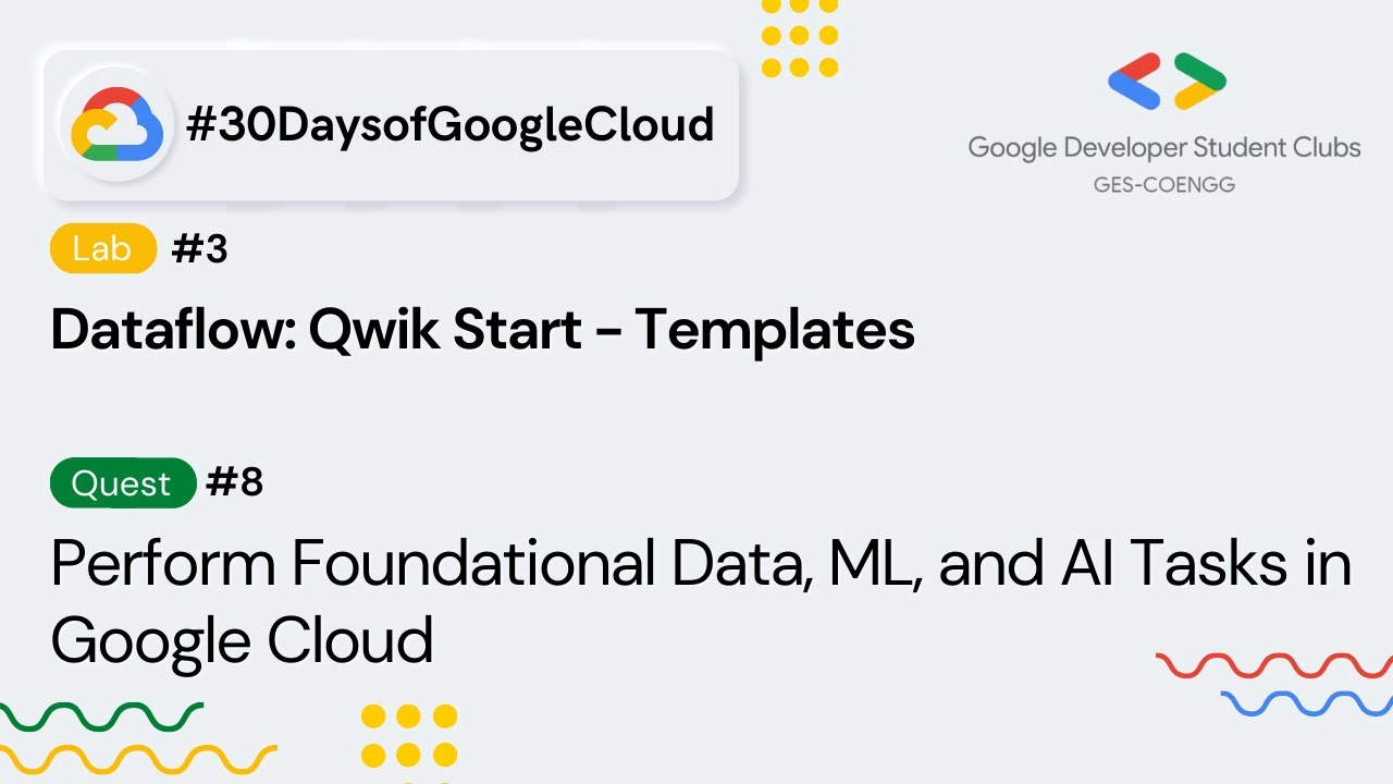 Dataflow Qwik Start Templates Youtube