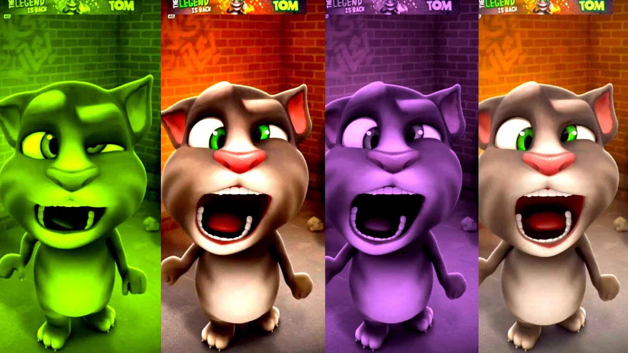 My Talking Tom Cat (Reversed) _ Funny Colors Videos Cartoon Games - YouTube