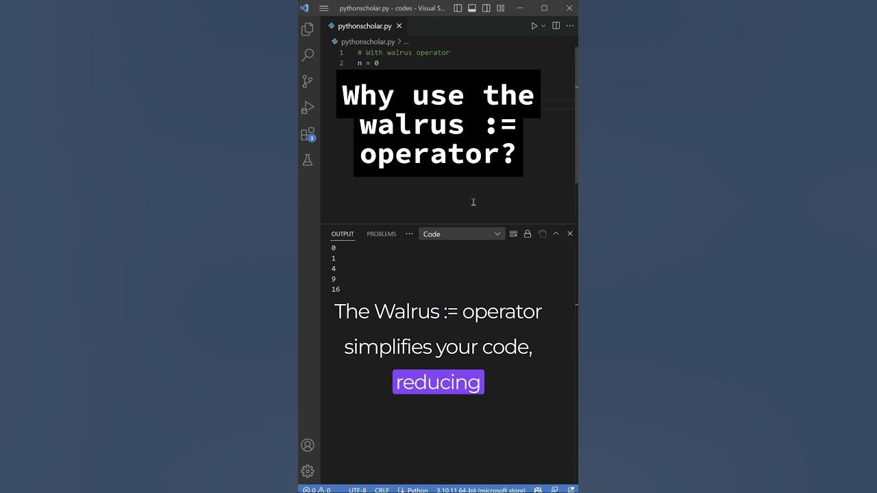 What Is Walrus Operator In Python Coding Programming Python Youtube