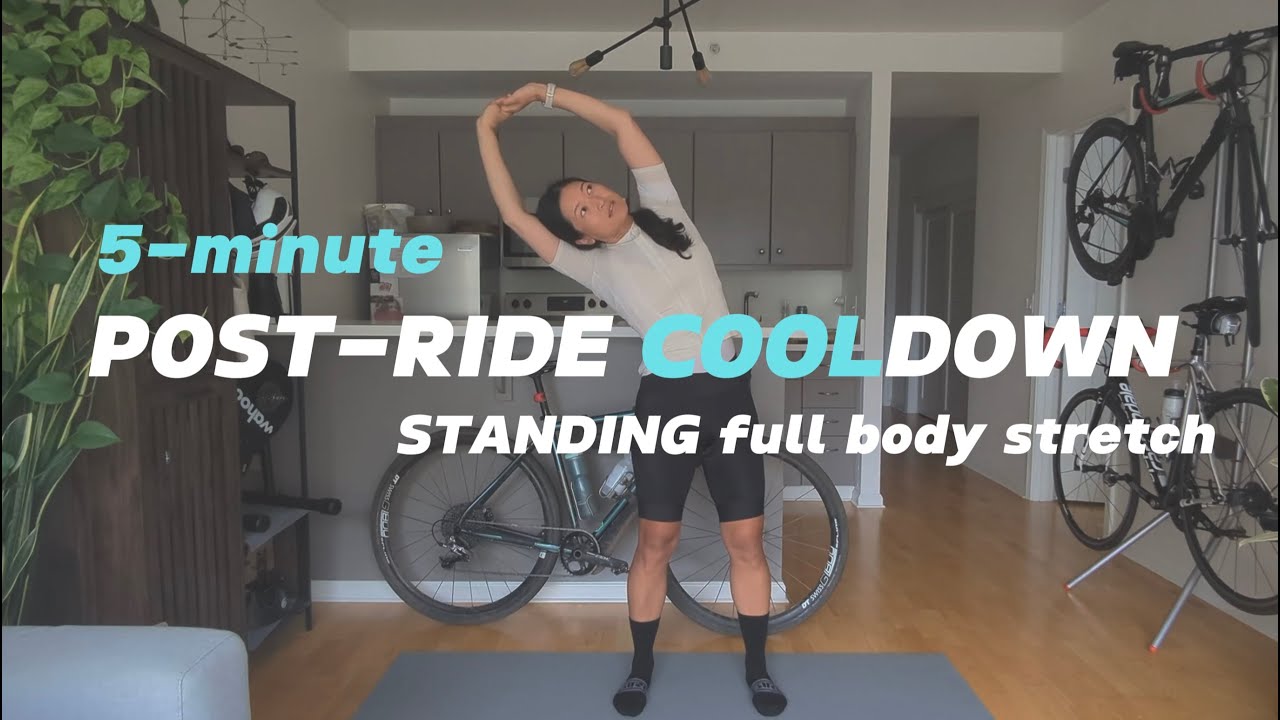 COOLDOWN post cycling stretches | 5-minute standing full-body | timer ...