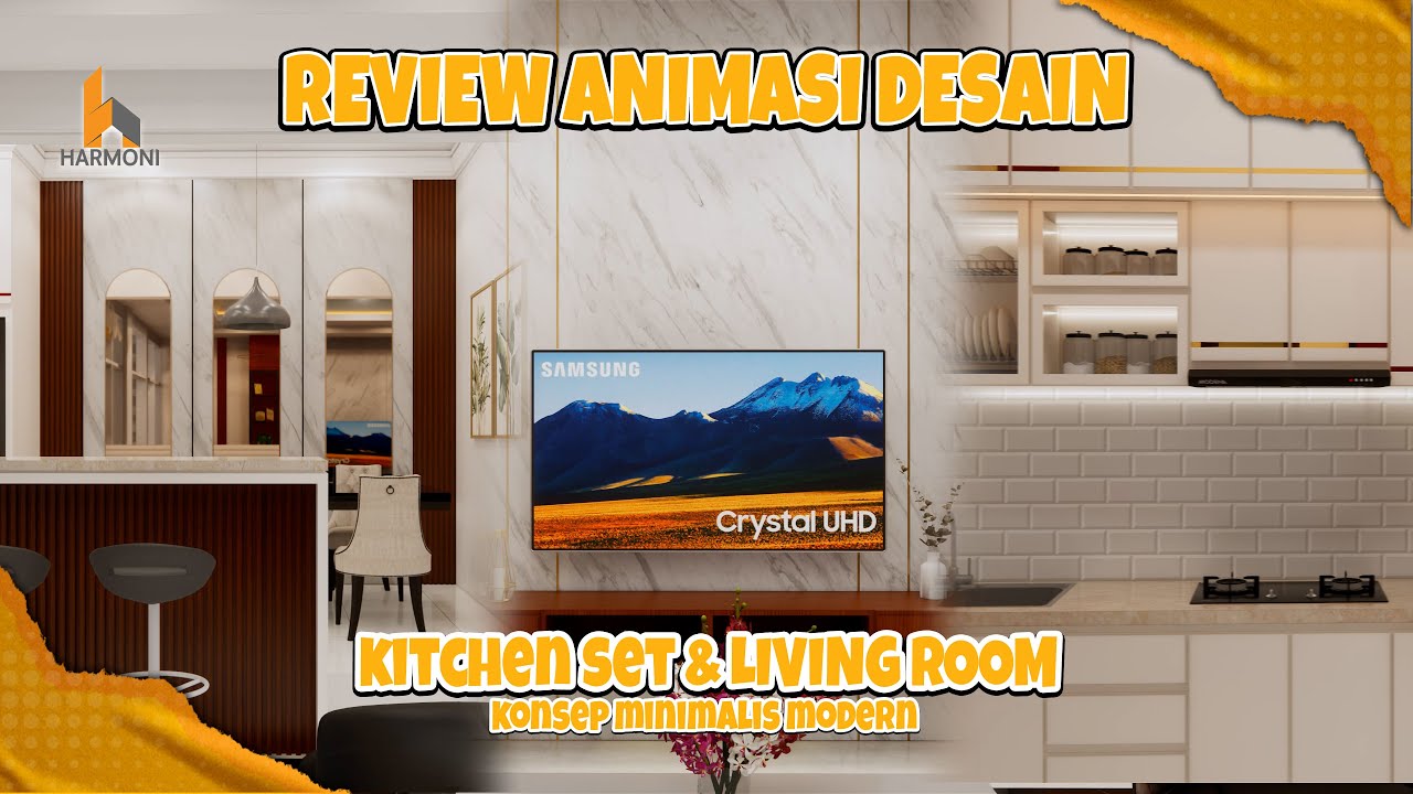 REVIEW ANIMASI KITCHEN SET & LIVING ROOM KONSEP MODERN #animasirumah # ...