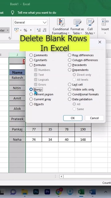 Delete Blank Rows In Excel Excel Advanceexcel Shorts Viralvideo Viralshorts Viral