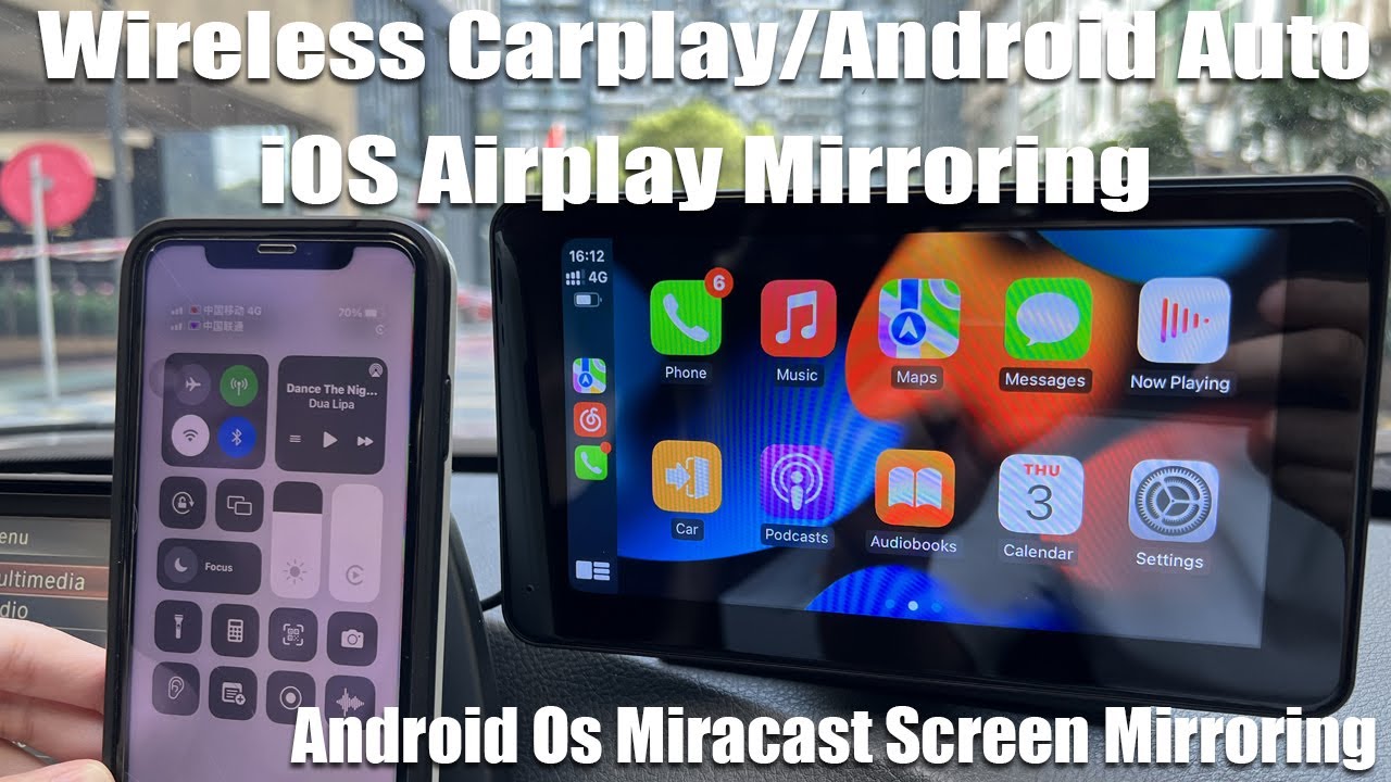 7" Wireless Carplay + iOS Airplay Mirroring + Android Auto + Android OS Miracast Screen ...