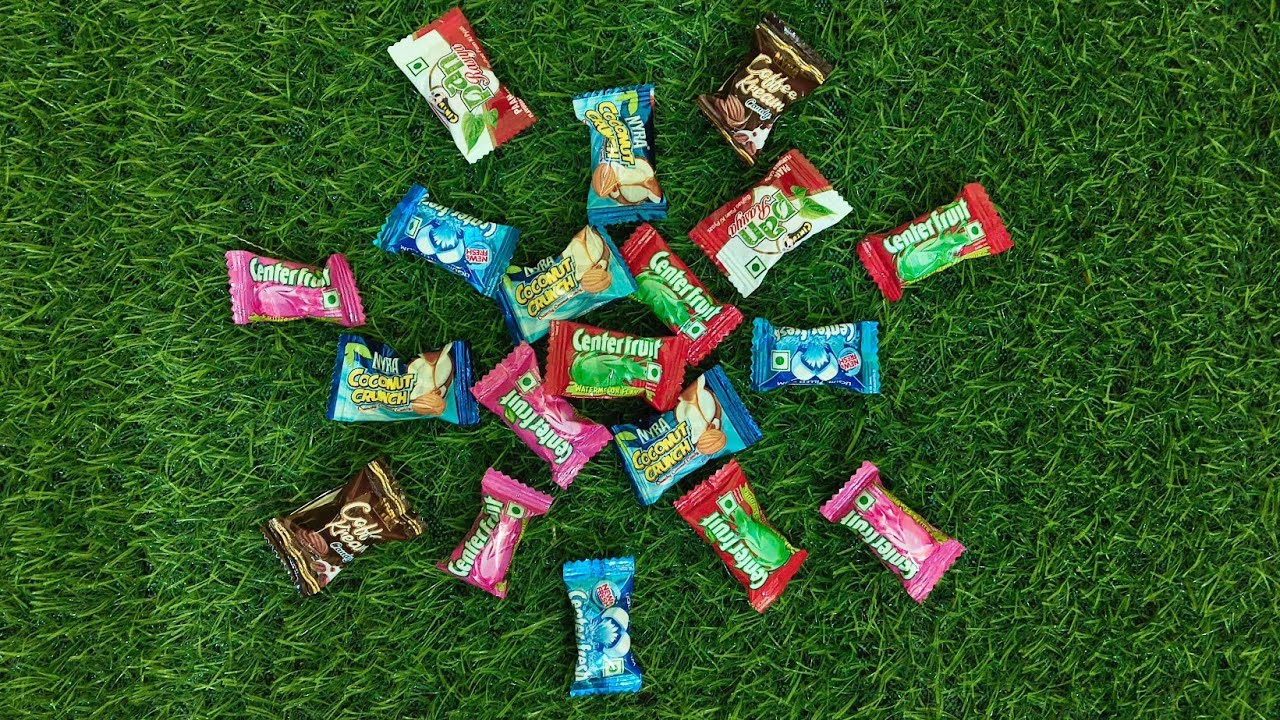 Lot of colourful Toffee and chewing gum - YouTube
