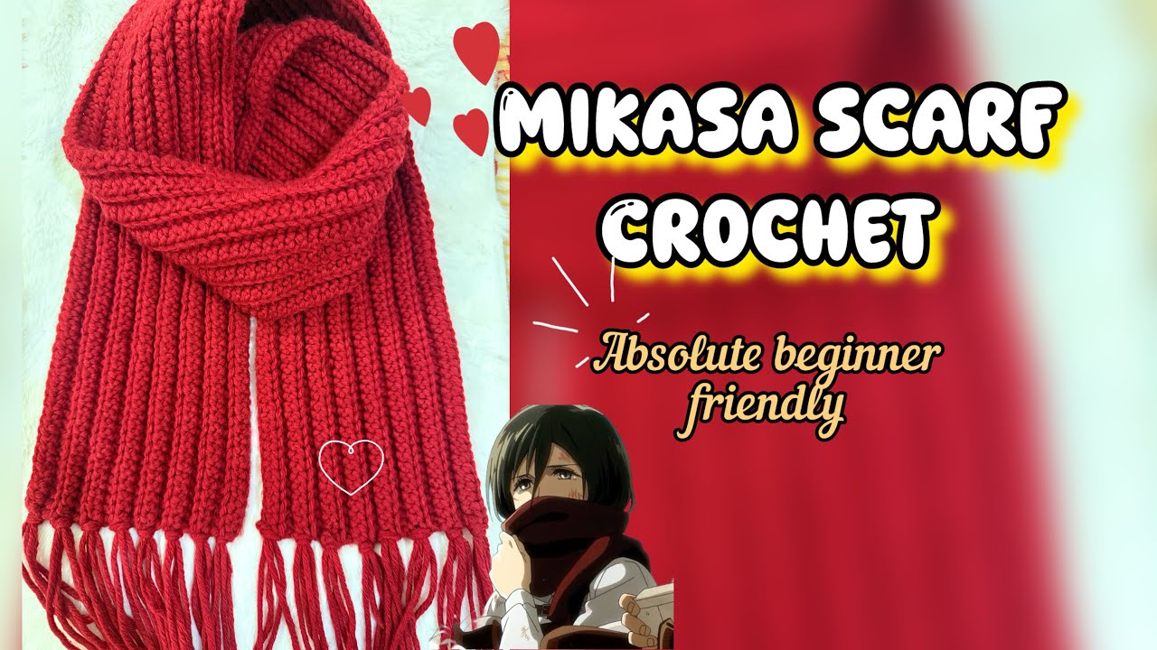 🧣The Viral Mikasa Red Scarf 💥 | Crochet Your Own Anime Muffler ...