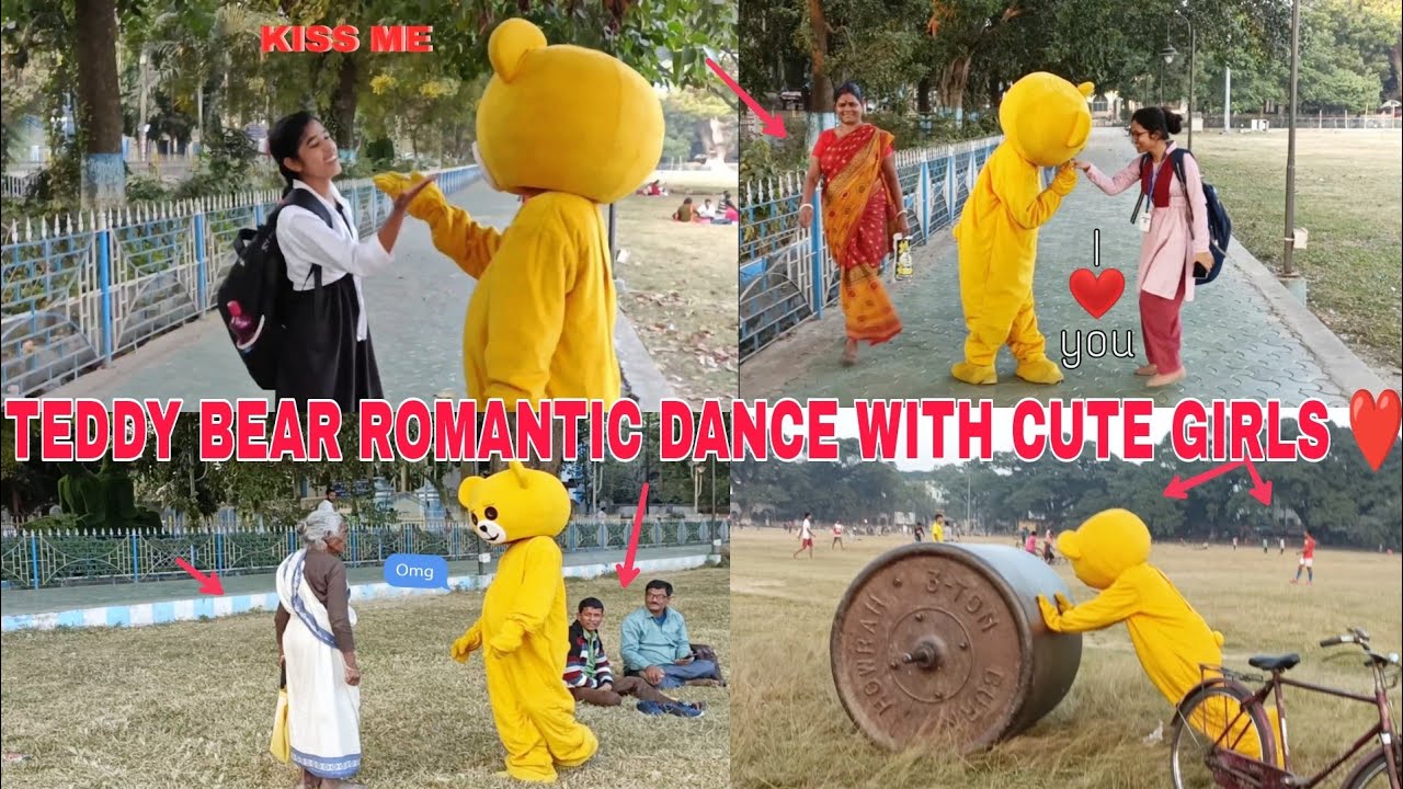 Teddy bear propose prank with cute girls / romantic dance & backchodi 😂 ...