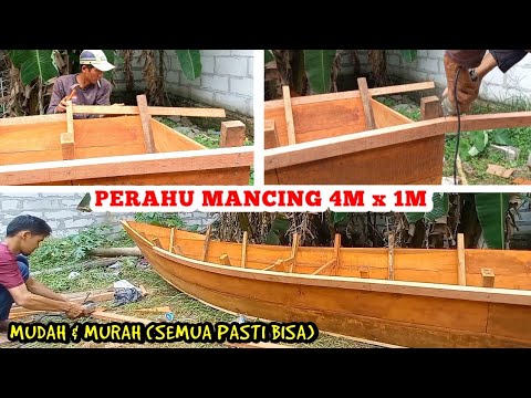 Proses Pembuatan Perahu Mancing Bahan Kayu Kapasitas 2 org s/d 4 org ...
