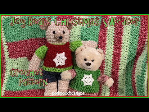 Learn To Crochet The Joy Bears Christmas Sweater Crochet Pattern #joybears #crochetpattern