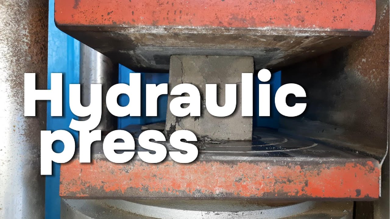 crushing test cube (100*100mm) with a hydraulic press - YouTube