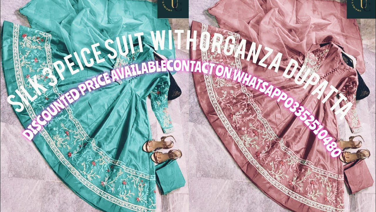 Silk 3 pc dress with organza dupatta | #silk #fashionhaul - YouTube
