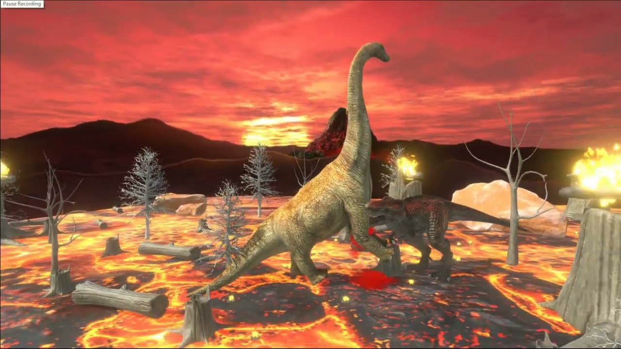T- REX , VS BRACHIOSAURUS UNIT FIGHT IN ANIMAL REVOLT BATTLE SIMULATOR ...
