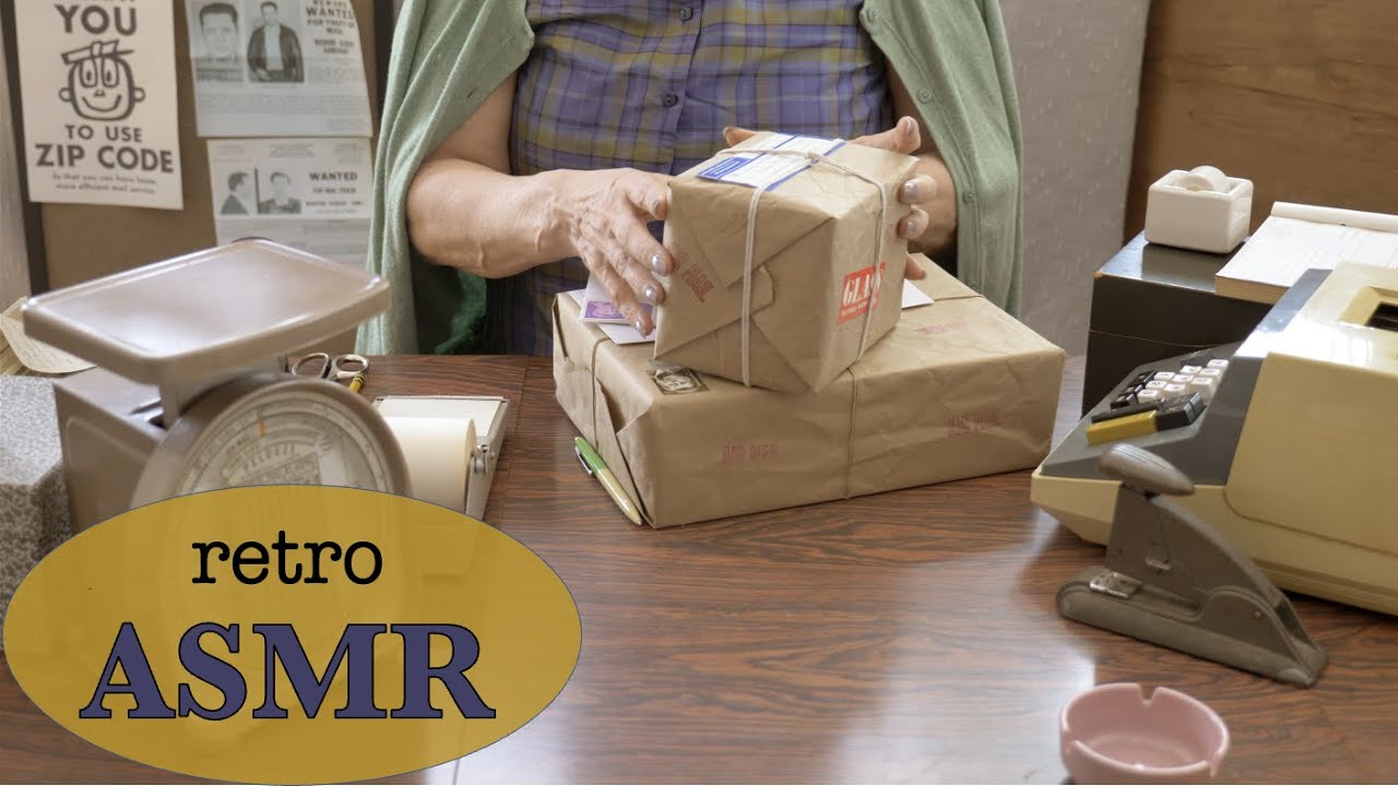 Retro 1960s Post Office in Springtime 🌺 ASMR Wrapping, Stamping ...