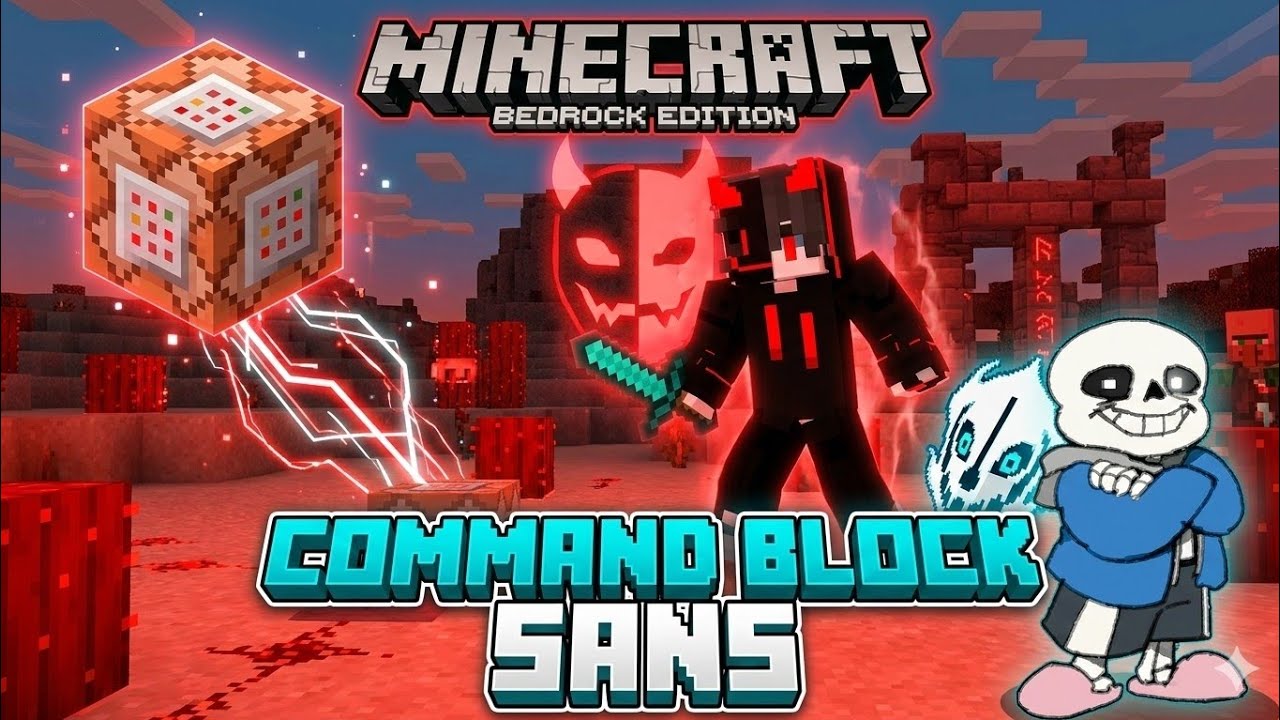 MCPE | Commandblock Sans in Minecraft Pe 1.21+ 🔥 🎉 - YouTube