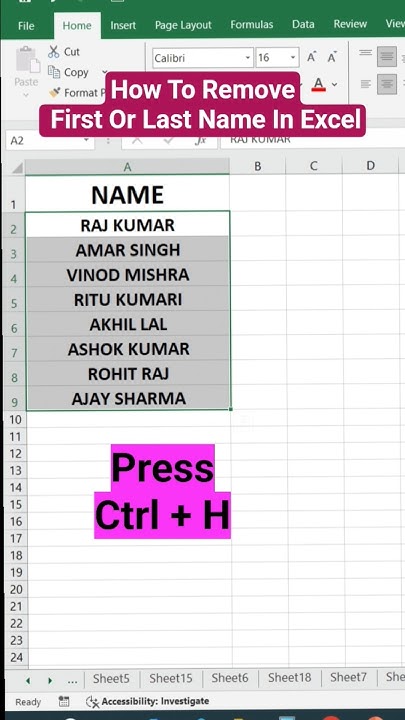 How To Remove First Or Last Name In Excel#excel #exceltutorial #exceltips #exceltricks - YouTube