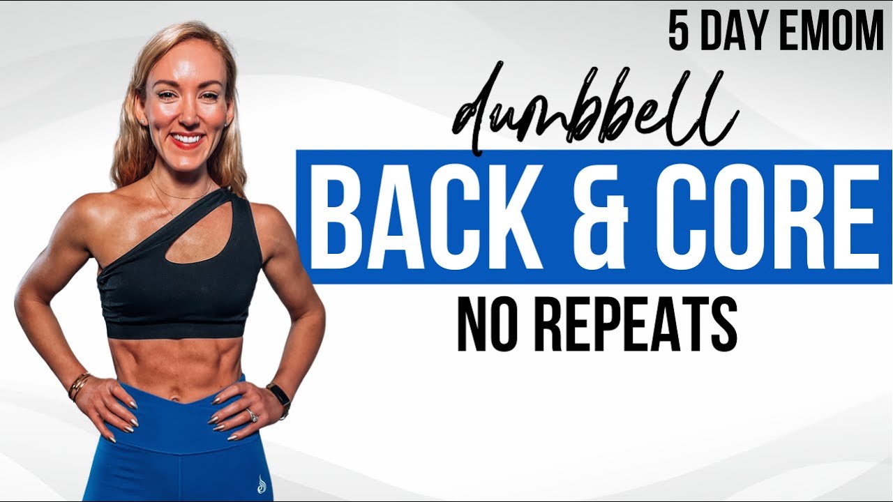 30 Min EMOM Dumbbell Back & Core Workout at Home | No Repeats - YouTube