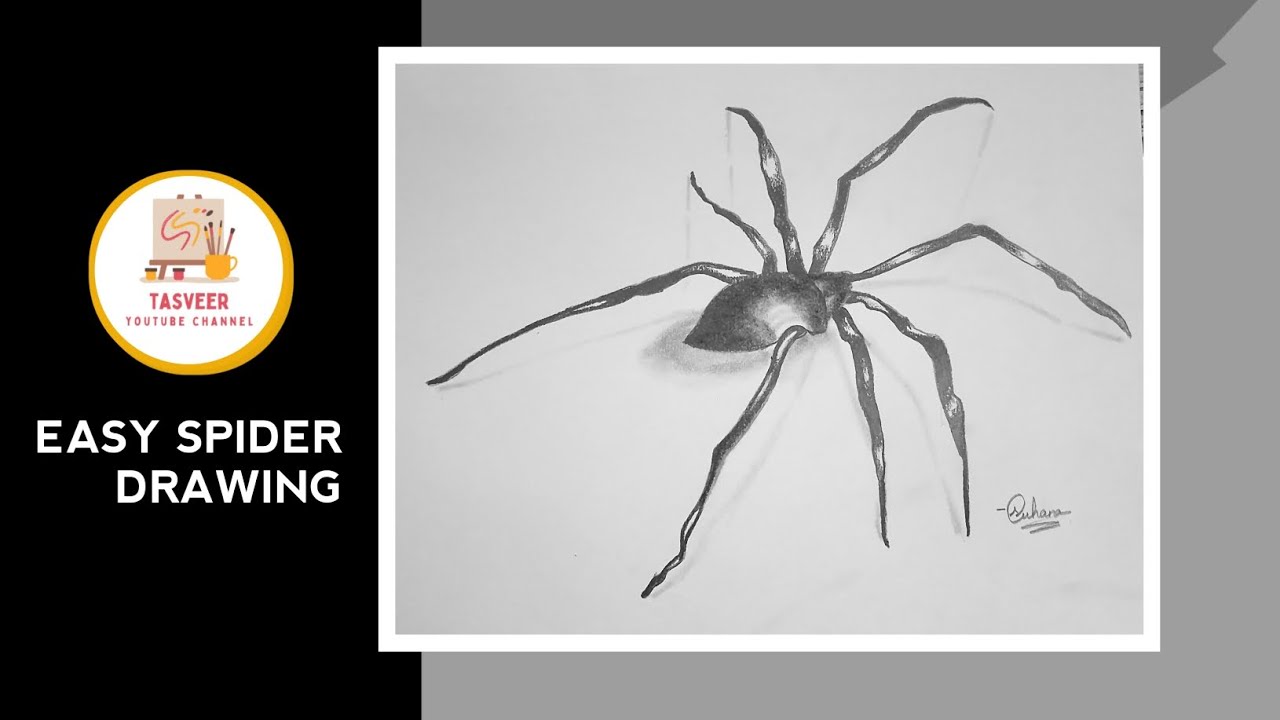 How to draw a 3D realistic spider drawing || very easy spider || #spider || #unique || #art || # ...