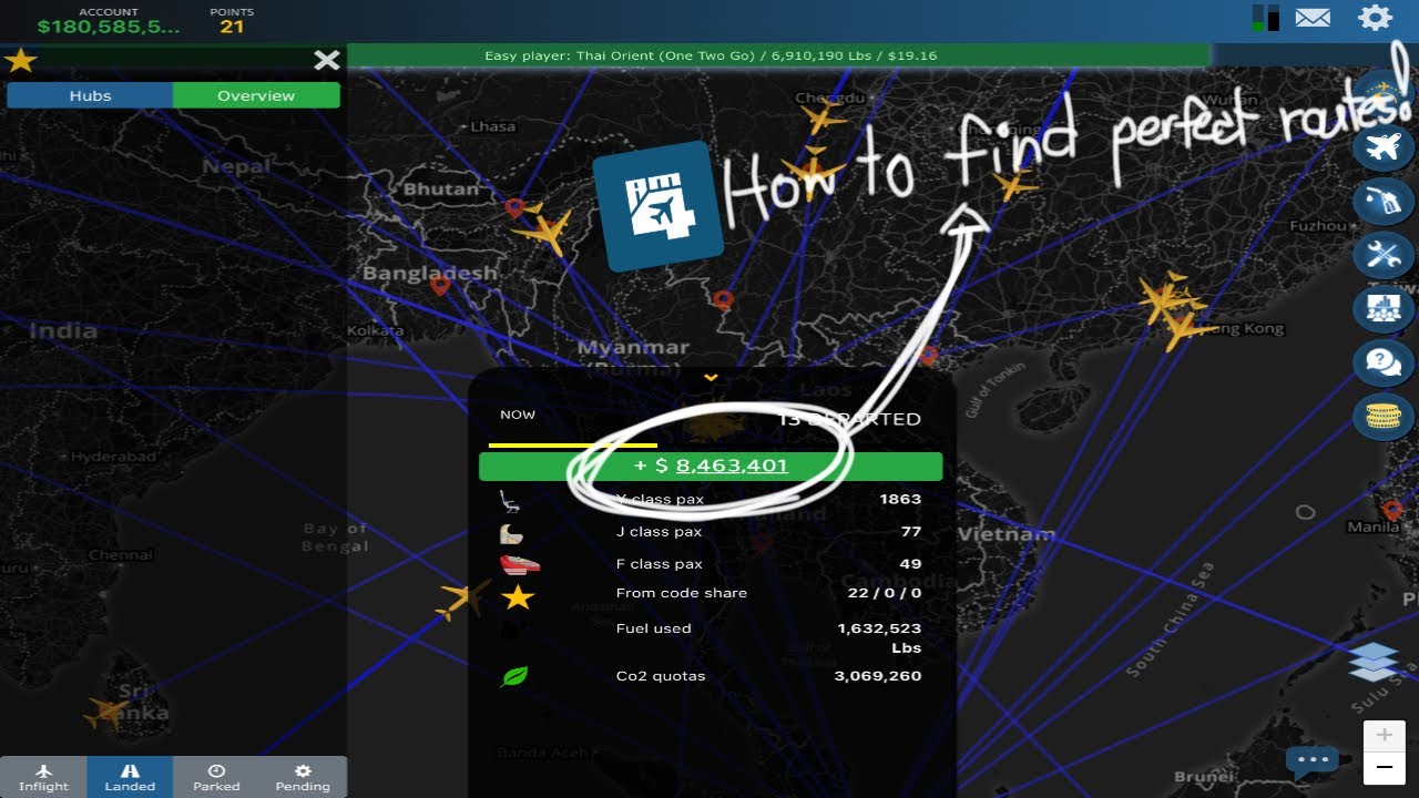 How to find perfect routes for your aircrafts | Airline manager 4 - YouTube