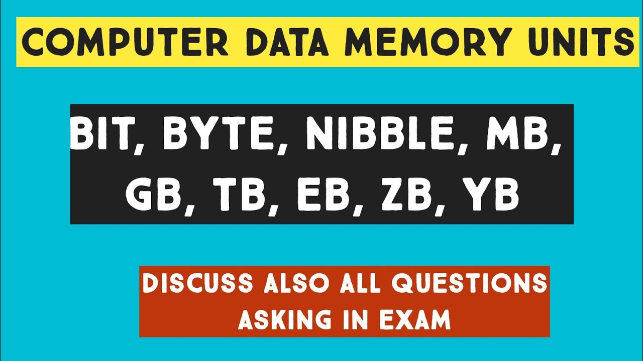 Memory data units / bit , byte, MB, GB, TB,YB, ZB, YB In detail // ns ...